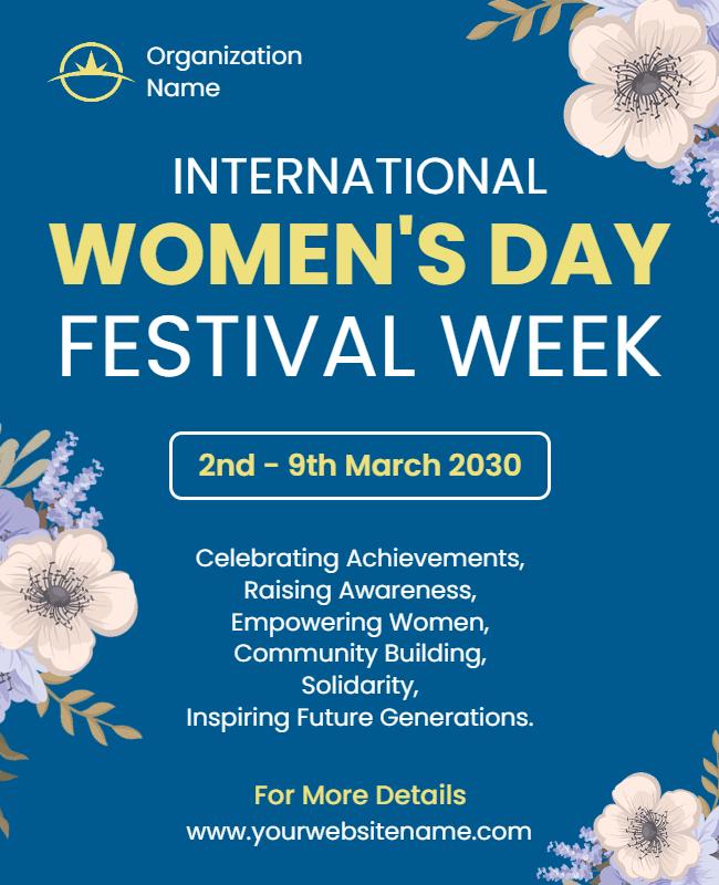 Floral Themed Women's Day Festival Week Celebration Poster Template