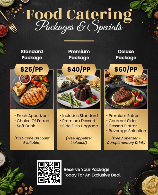 Food Catering Packages and Specials Promotional Flyer Template