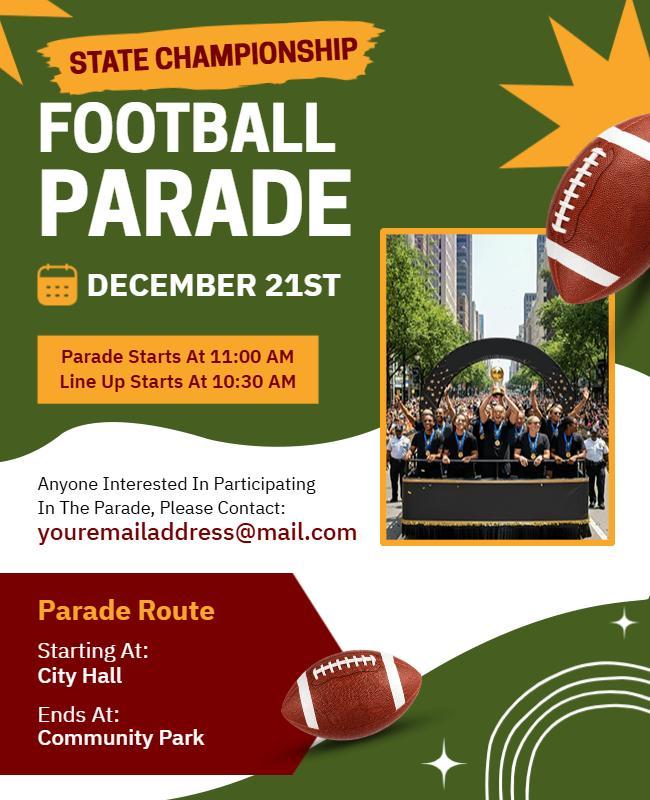 Football Championship Celebration Parade Flyer Template