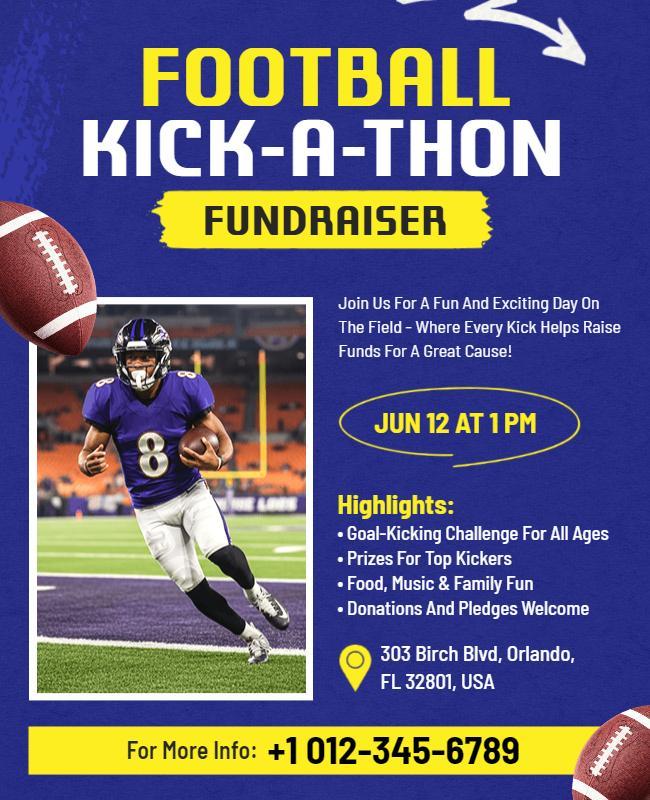 Football Kick-a-Thon Fundraiser Flyer Template