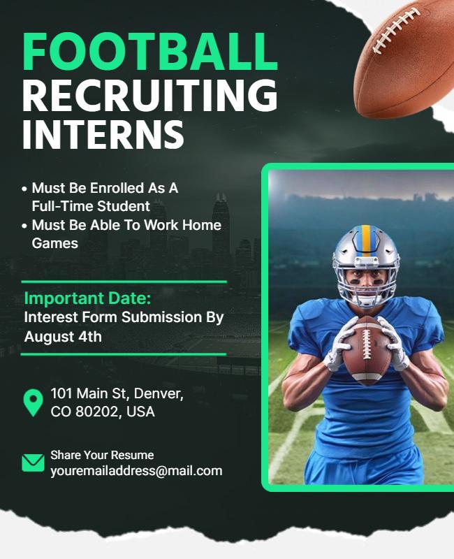 Football Recruiting Internship Opportunity Flyer Template