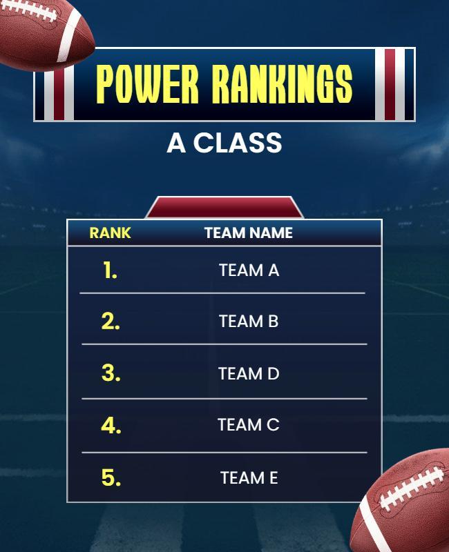 Football Team Power Rankings Flyer Template