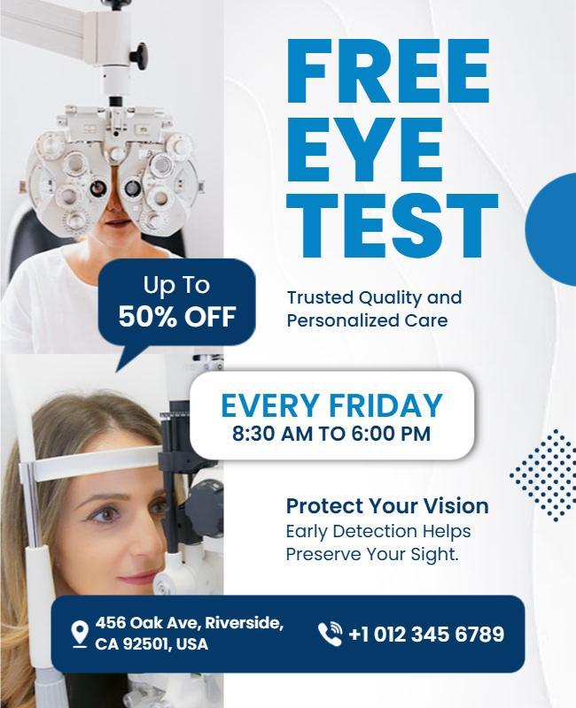 Free Eye Test Clinic Promotion Flyer Template