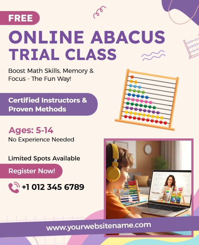Free Online Abacus Trial Class Flyer Template