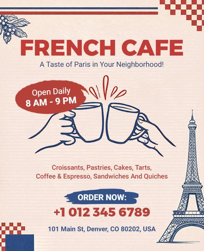 French Cafe Promotion Flyer Template