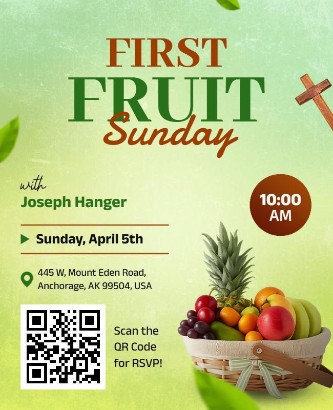 Fresh Green Fruit Sunday Celebration Church Poster Template