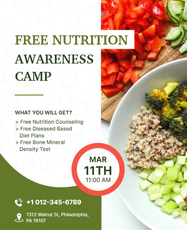 Fresh Green Nutrition Awareness Camp Free Event Poster Template