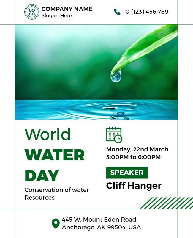 Fresh Green World Water Day Awareness Poster Template