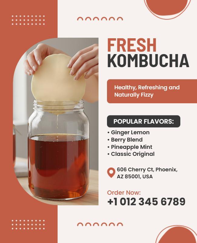 Fresh Kombucha Beverage Promotion Flyer Template