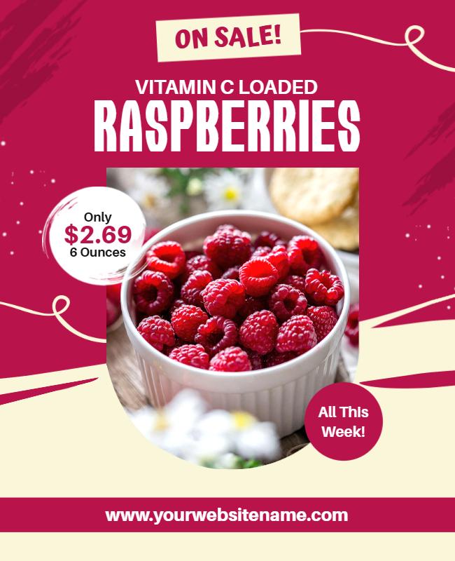 Fresh Raspberry Sale Promotion Flyer Template