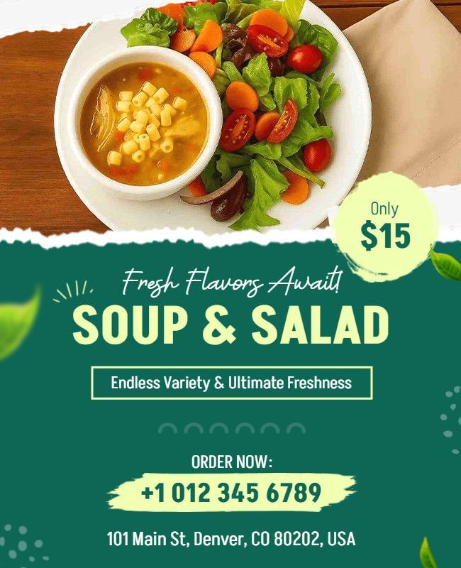 Fresh Soup and Salad Restaurant Flyer Template