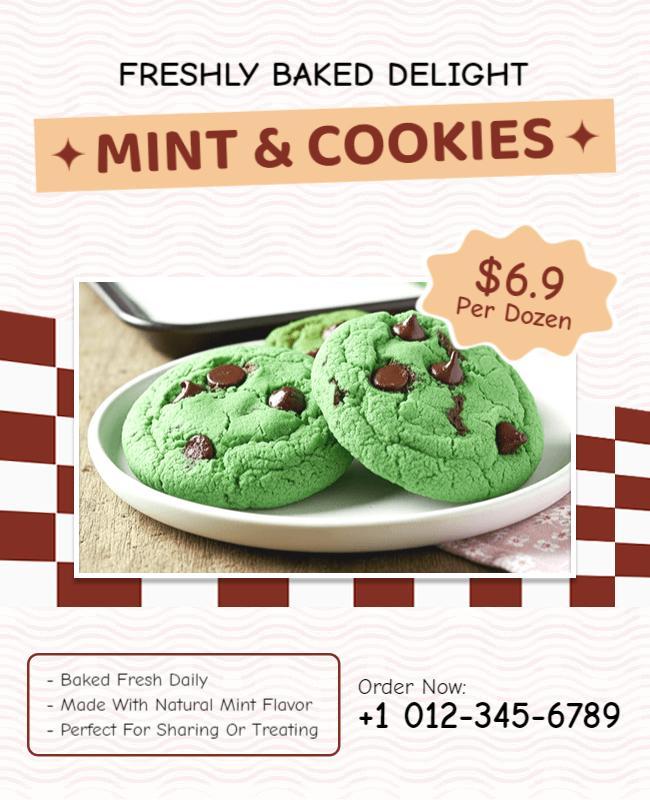 Freshly Baked Mint Cookies Promotion Flyer Template
