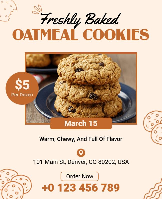 Freshly Baked Oatmeal Cookies Promotion Flyer Template