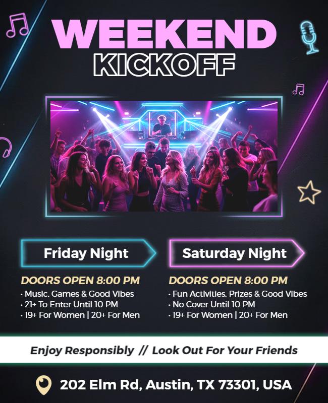 Friday and Saturday Night Club Event Flyer Template
