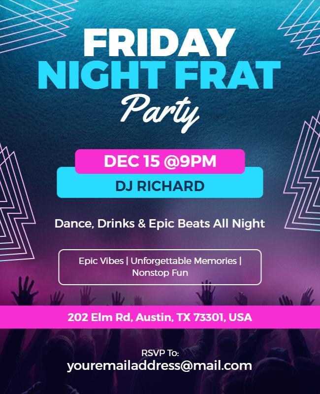 Friday Night Frat Party Event Flyer Template