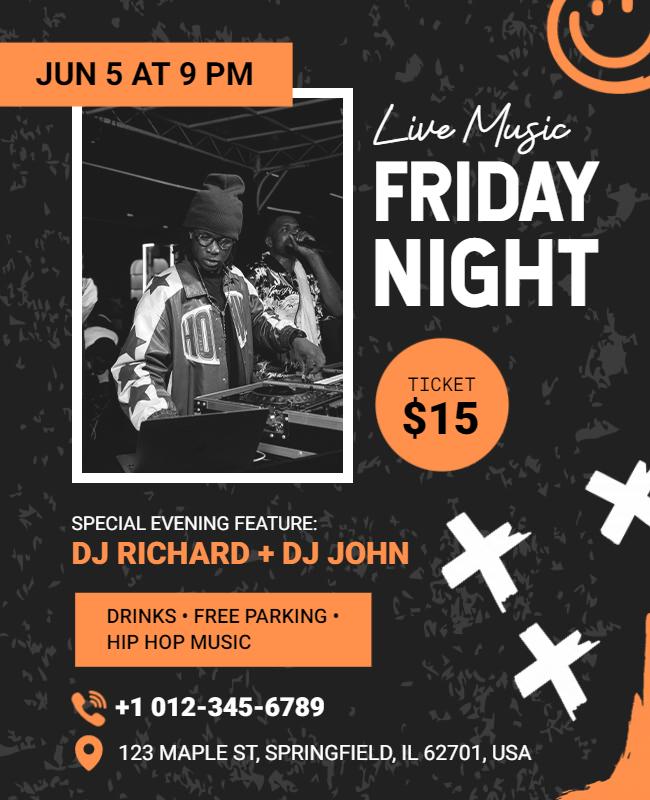 Friday Night Live Music Event Flyer Template