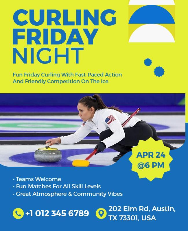 Friendly Curling Game Night Flyer Template