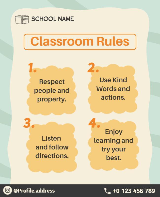Friendly Pastel Classroom Rules Guidelines Poster Template