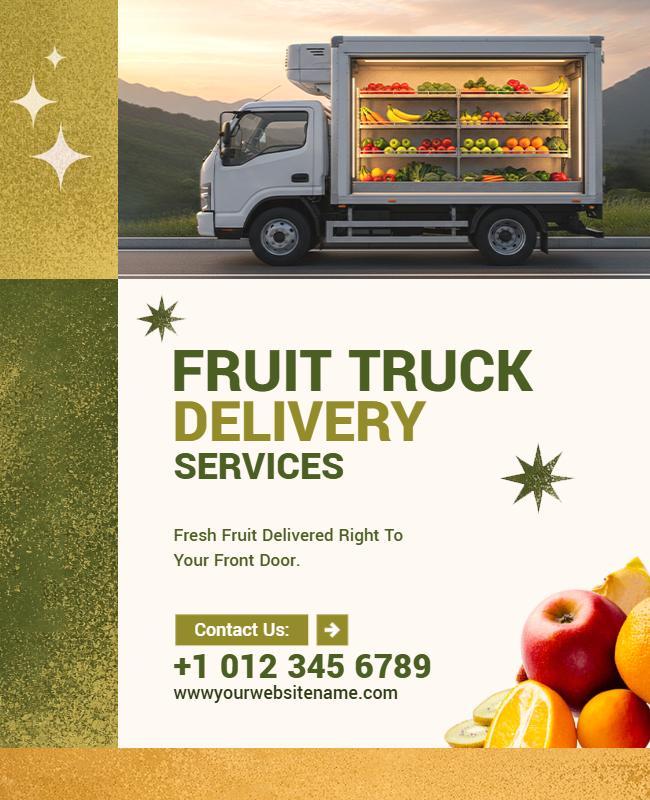 Fruit Truck Delivery Service Promotional Flyer Template
