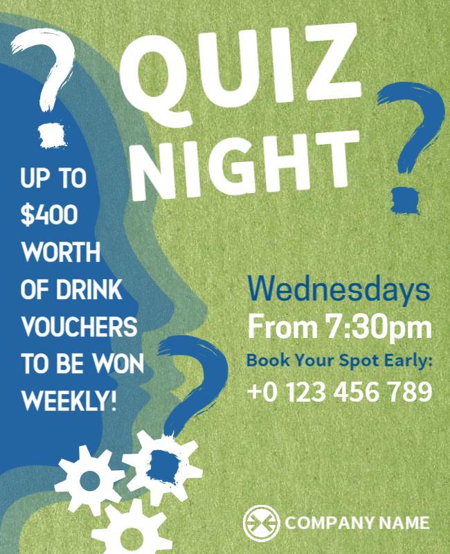 Fun Quiz Night with Drink Vouchers Giveaway Poster Template
