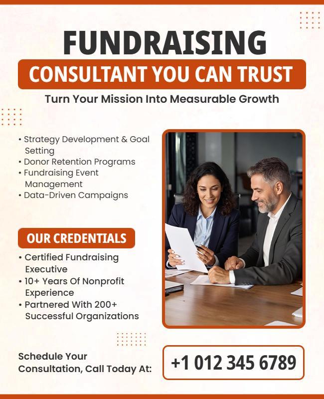Fundraising Consultant Services Promotional Flyer Template