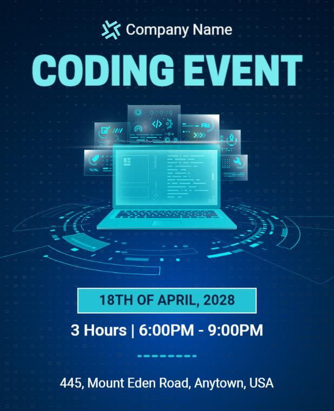 Futuristic Blue Coding Event Technology Workshop Poster Template