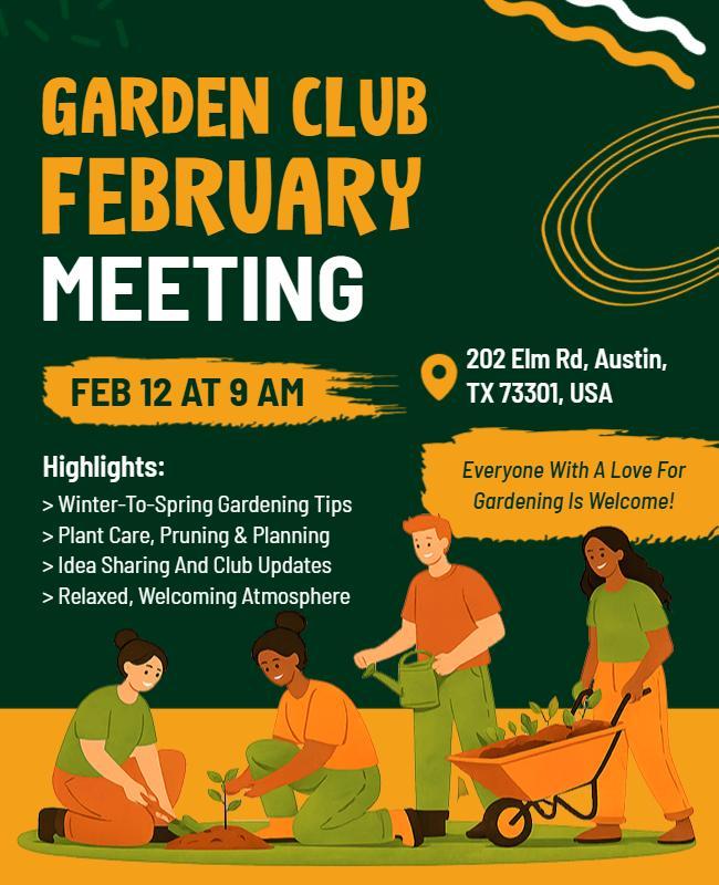 Gardening Club February Meeting Event Flyer Template