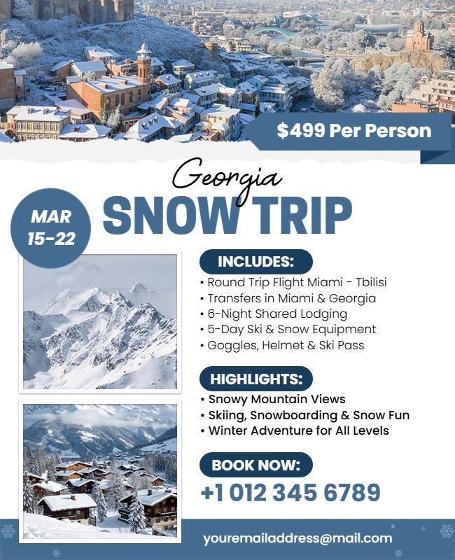 Georgia Snow Trip Travel Flyer Template