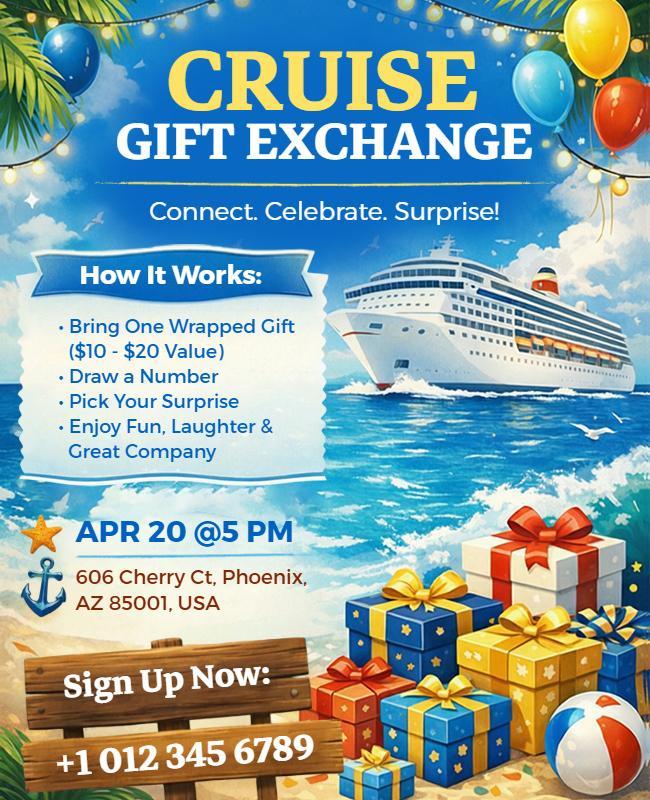 Gift Exchange Event on a Cruise Ship Flyer Template