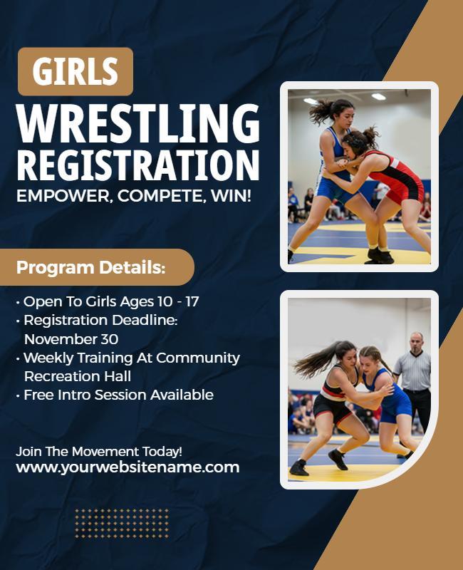 Girls Wrestling Registration Event Flyer Template