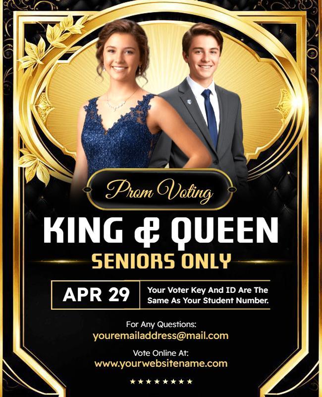 Glamorous Black and Gold Prom Voting Event Flyer Template