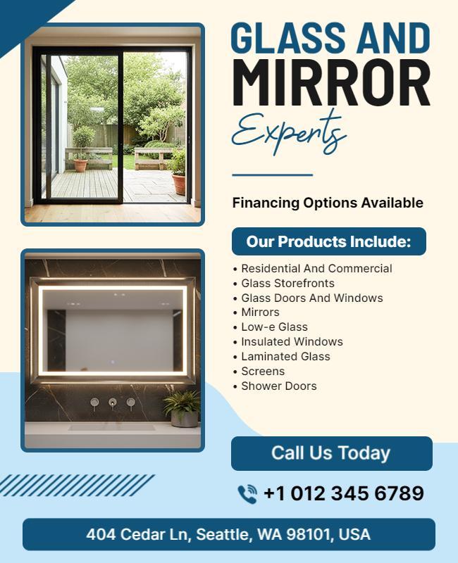 Glass and Mirror Services Promotional Flyer Template