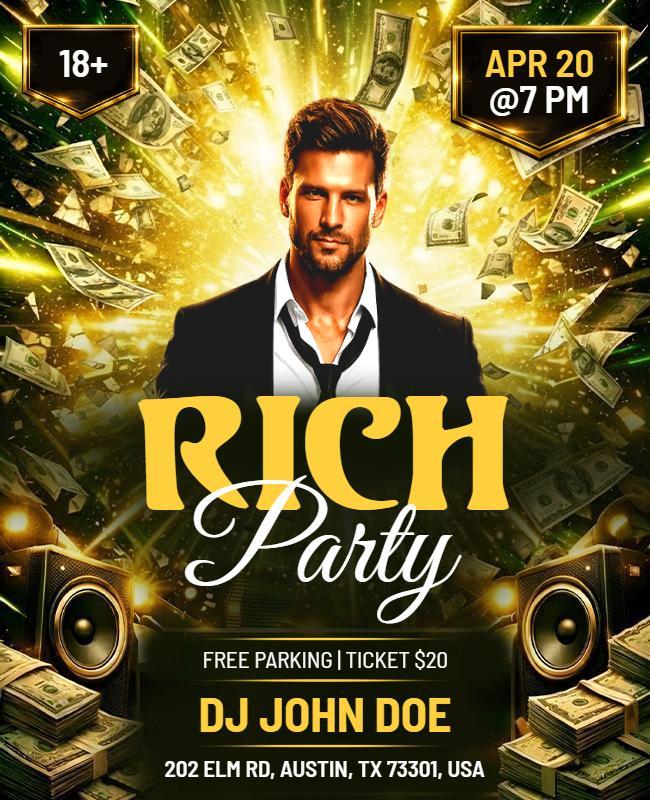 Golden Rich Party Event Flyer Template