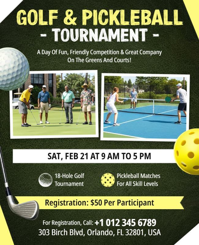 Golf and Pickleball Tournament Event Flyer Template