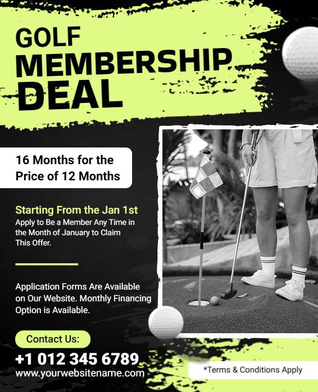 Golf Membership Deal Promotional Flyer Template