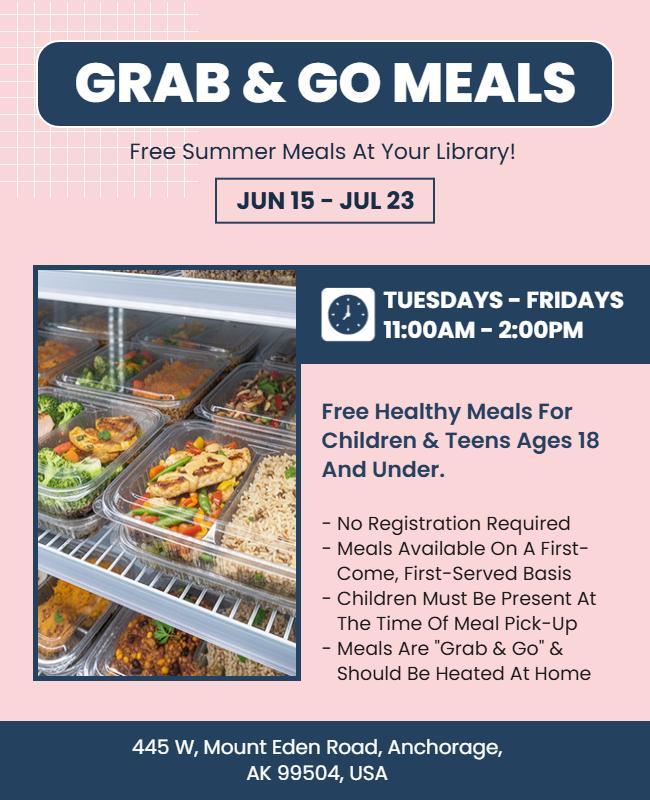 Grab and Go Meals Library Event Flyer Template