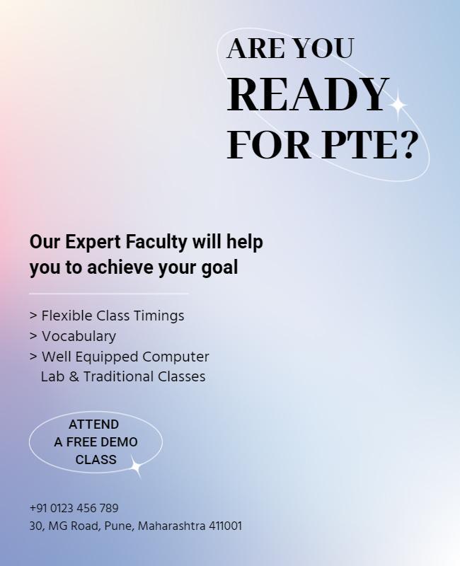 Gradual Colorful PTE Exam Preparation Support Poster Template