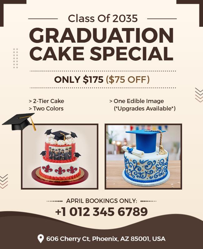 Graduation Cake Special Offer Flyer Template