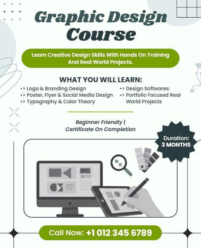Graphic Design Course Promotion Flyer Template