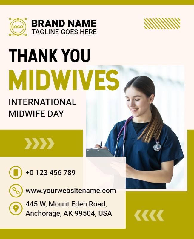 Grateful Green International Midwife Day Appreciation Poster Template