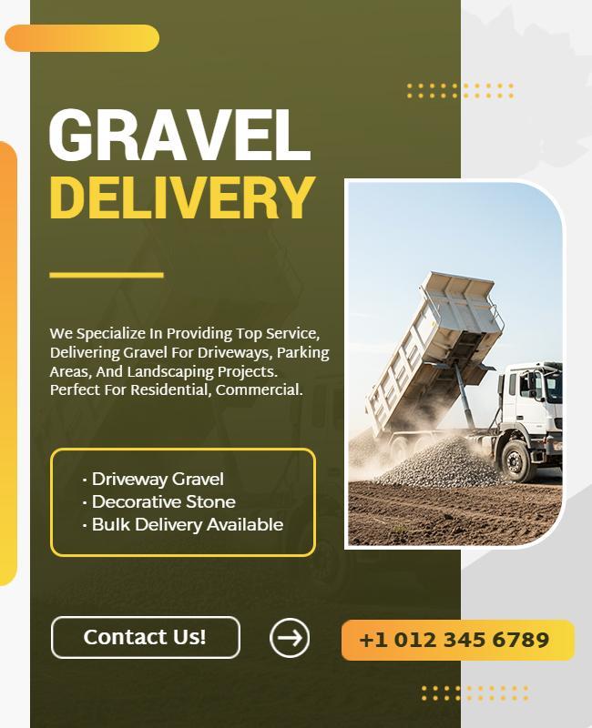 Gravel and Decorative Stone Delivery Service Flyer Template