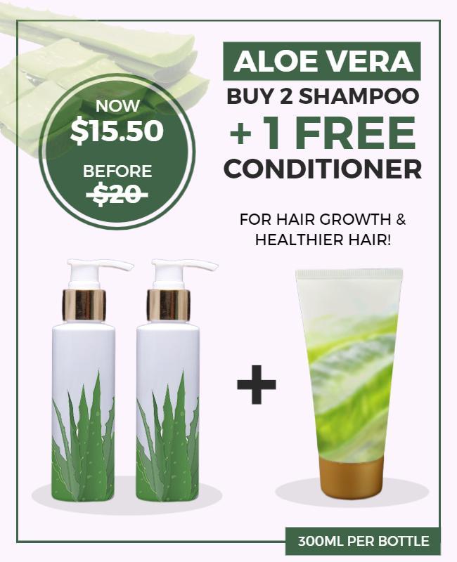 Green Aloe Vera Hair Care Promotion Product Poster Template