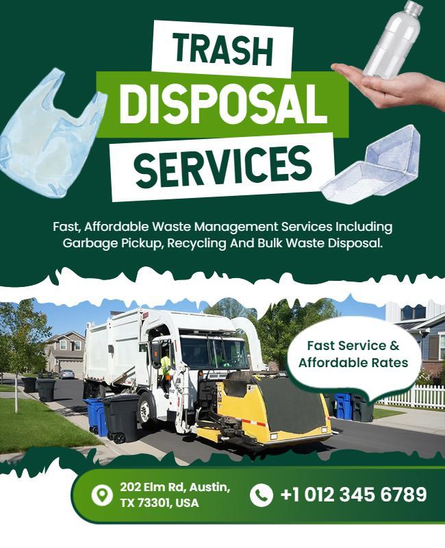 Green Efficient Trash Disposal Services Flyer Template