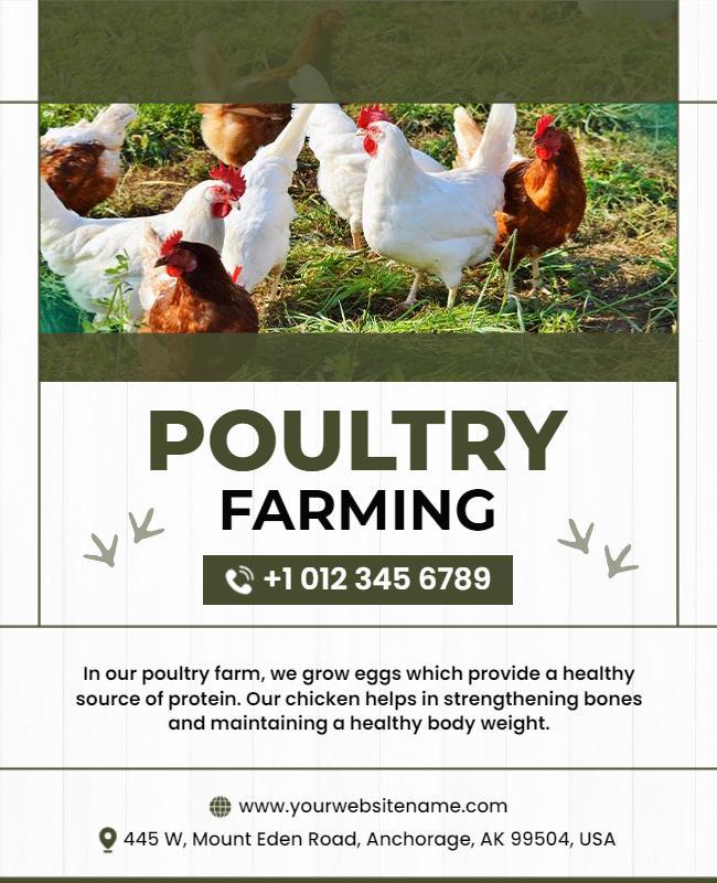 Green Nature-Themed Poultry Farming Promotion Poster Template