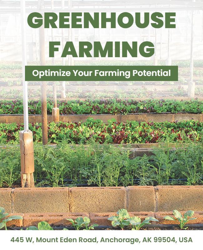 Greenhouse Farming with Vibrant Vegetation Showcase Poster Template