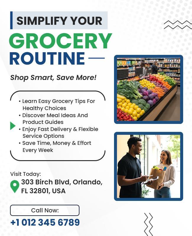 Grocery Shopping Tips and Delivery Service Flyer Template