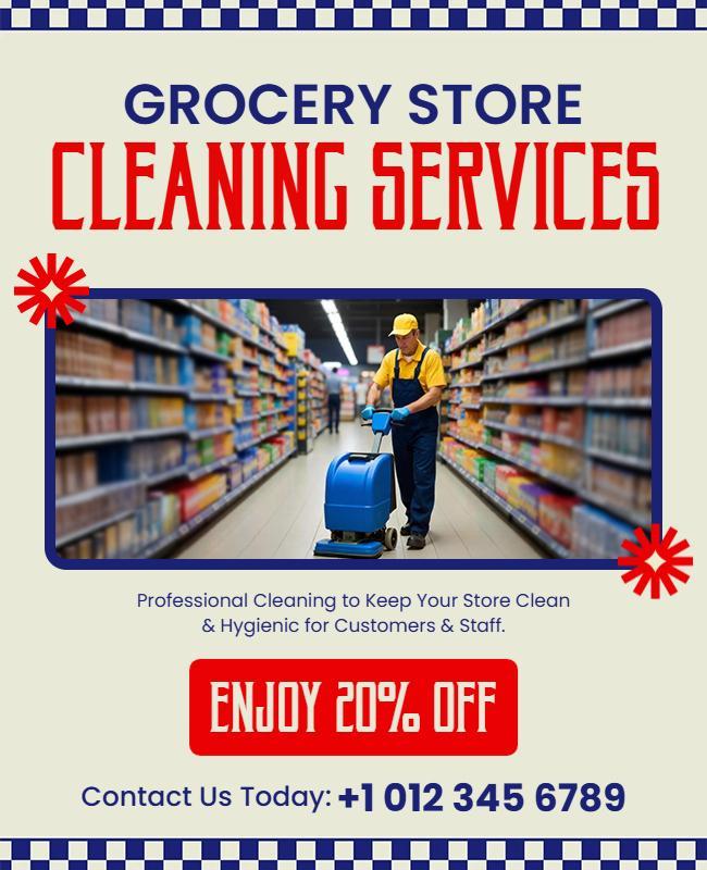 Grocery Store Cleaning Services Promotion Flyer Template
