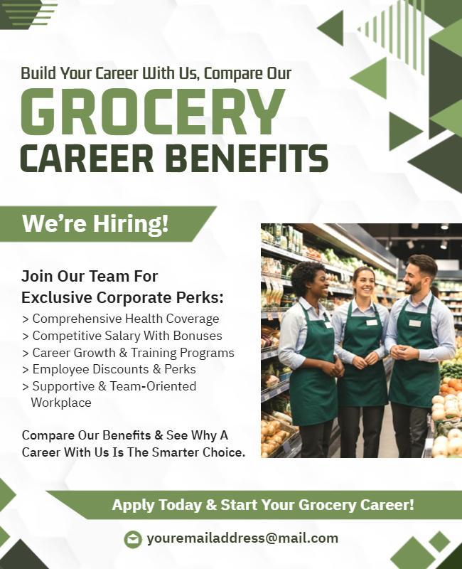 Grocery Store Hiring Benefits Flyer Template