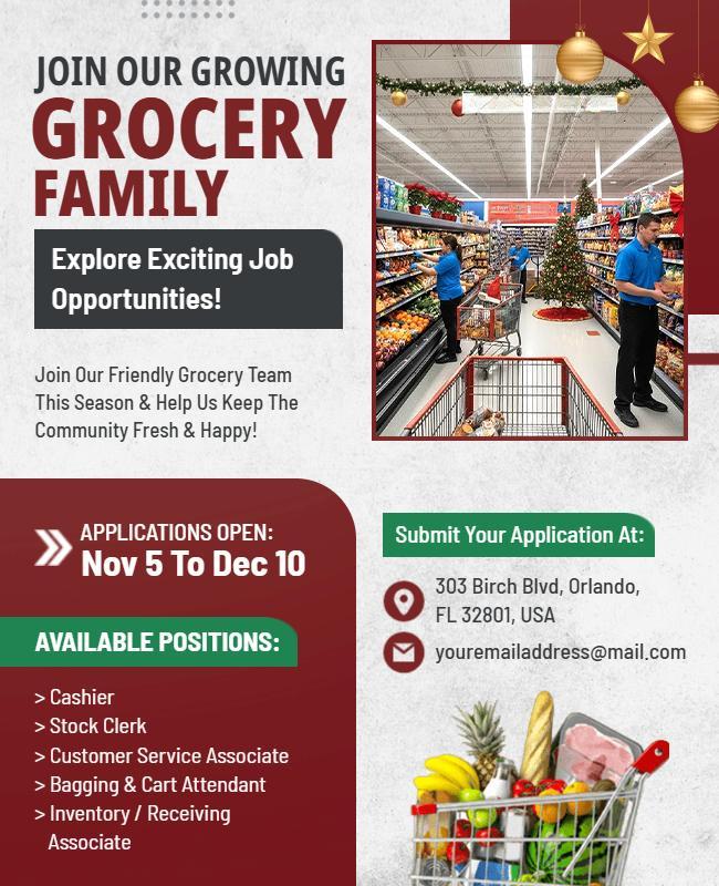 Grocery Store Job Opportunities Flyer Template