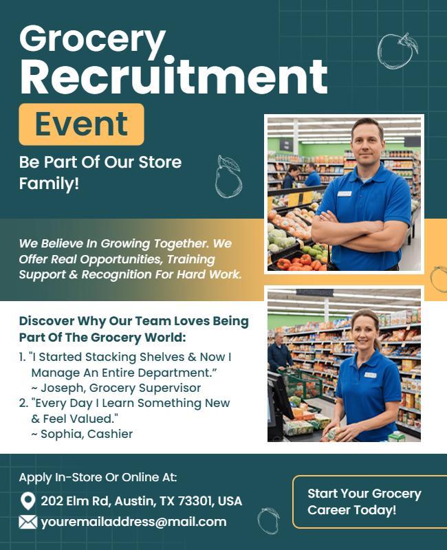 Grocery Store Recruitment Event Flyer Template